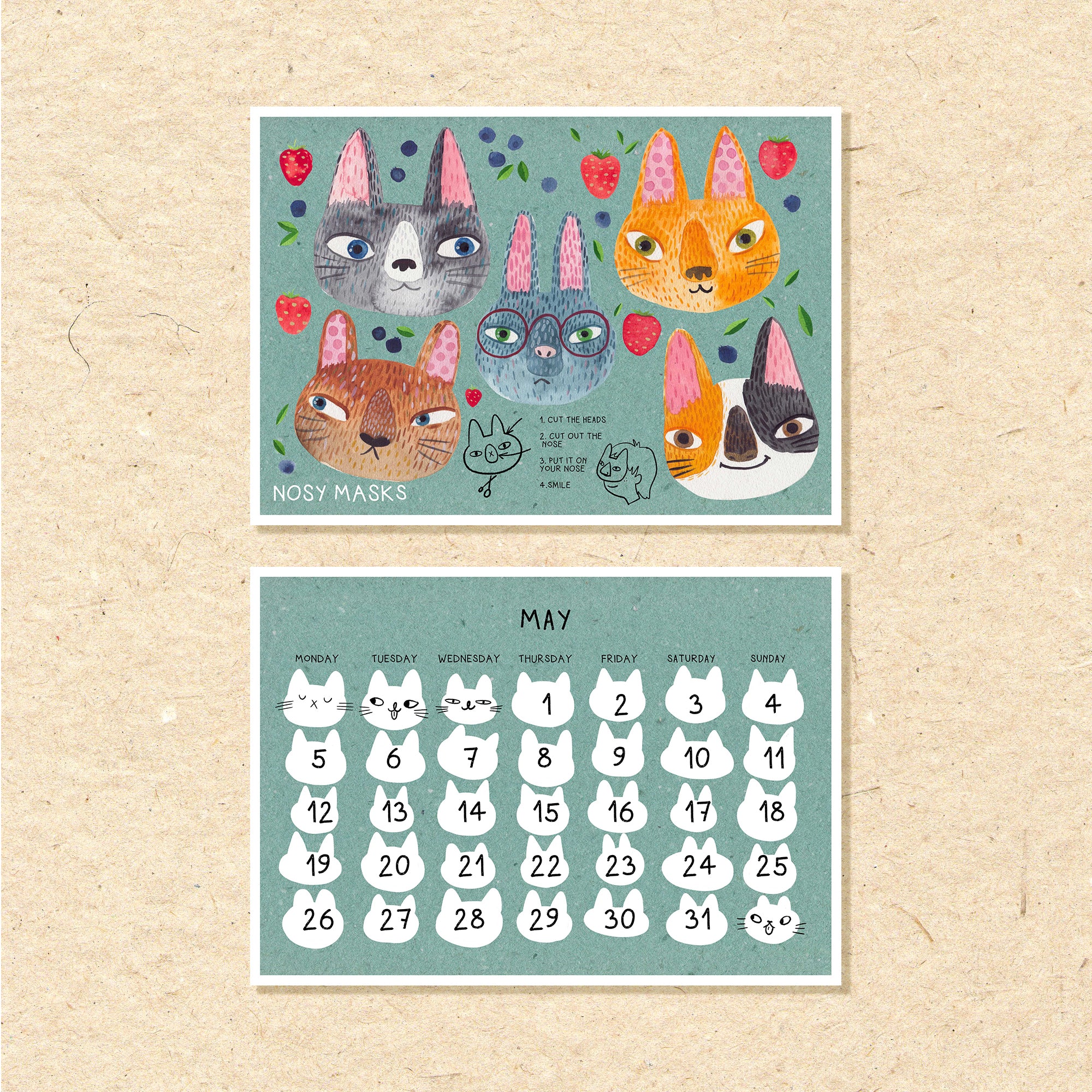 Printable 2025 calendar - cat craft calendar - downloadable printable ...