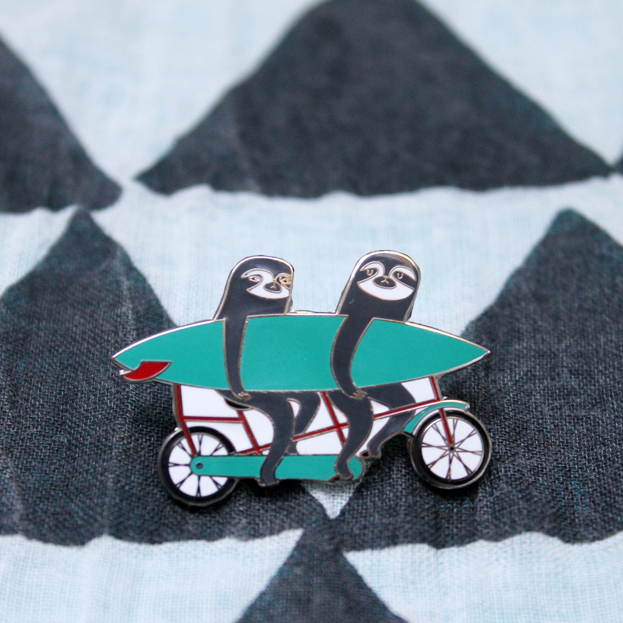 Tandem Sloth Enamel Pin – Surfing Sloth